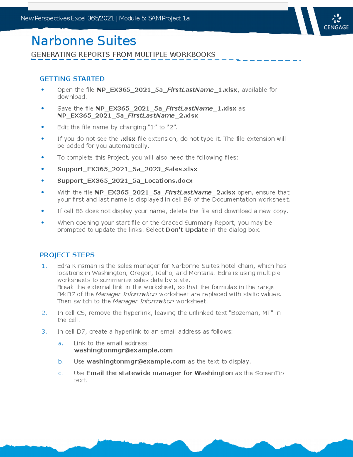 New Perspectives Excel 365/2021: Module 5 SAM Project 1a Instructions ...