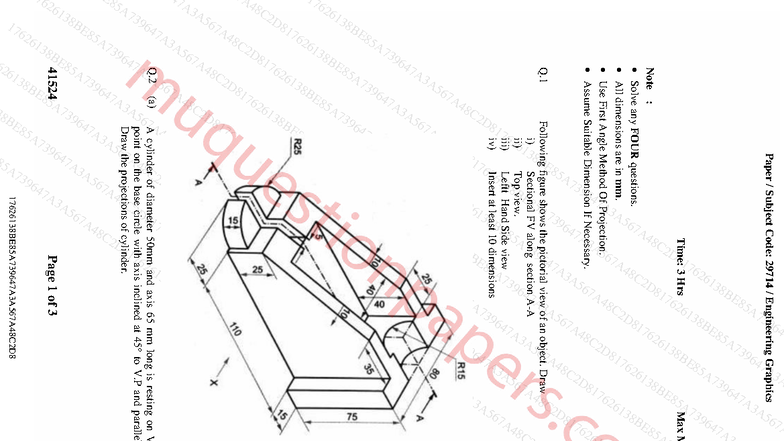 Engineering Graphics (29714) Projections and Views Assignment - Studocu