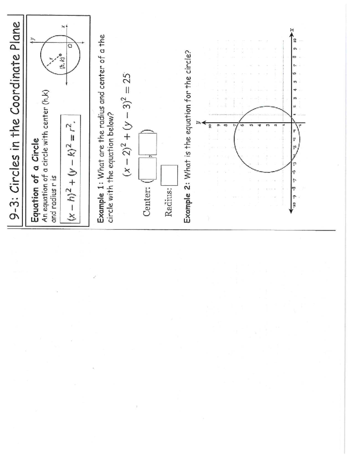 Circles in the Coordinate Plane: Equation & Examples (Math 9-3) - Studocu