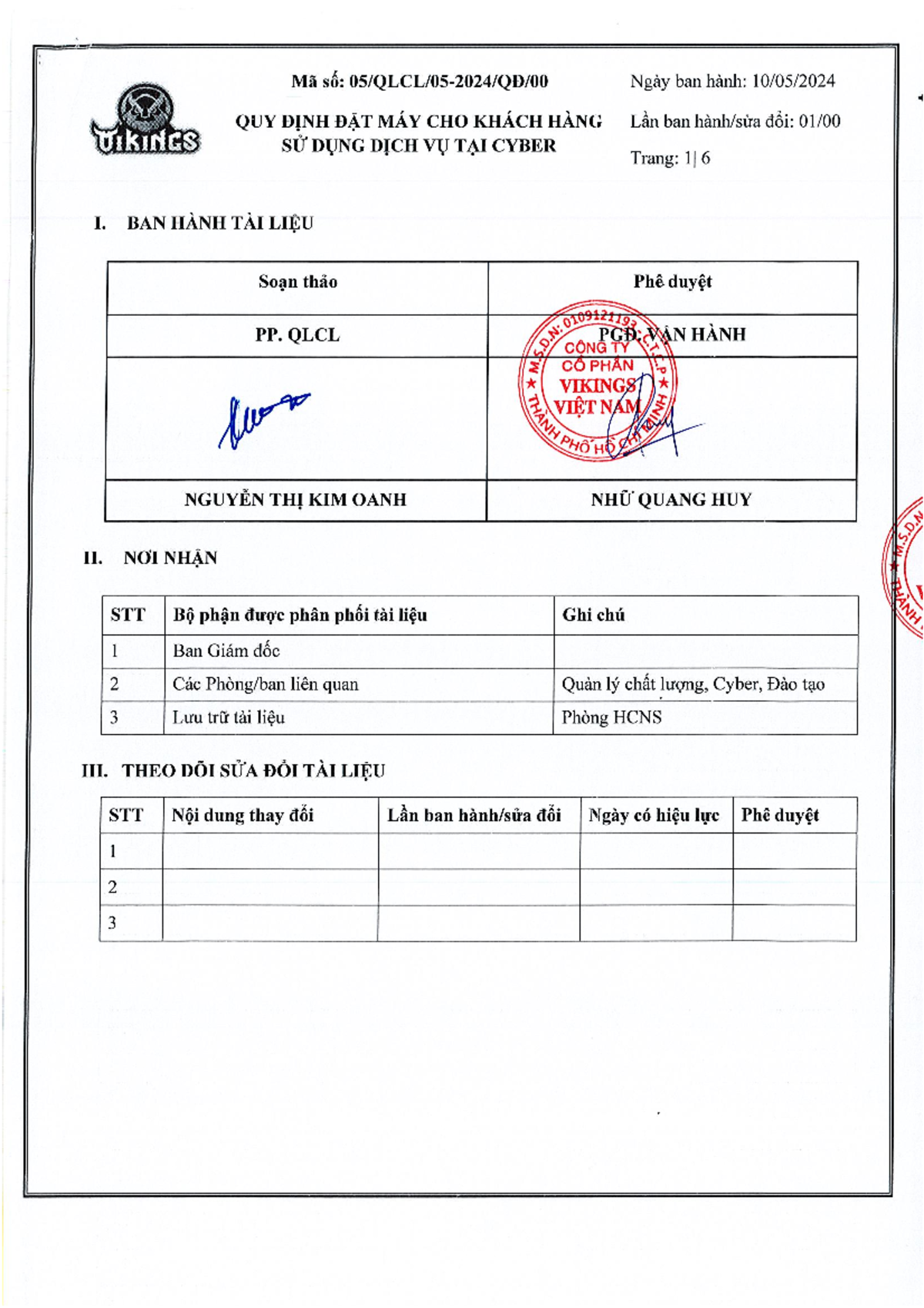 Quy dinh dat may cho khach hang su dung dich vu - Mã sô: Ngay ban hanh ...
