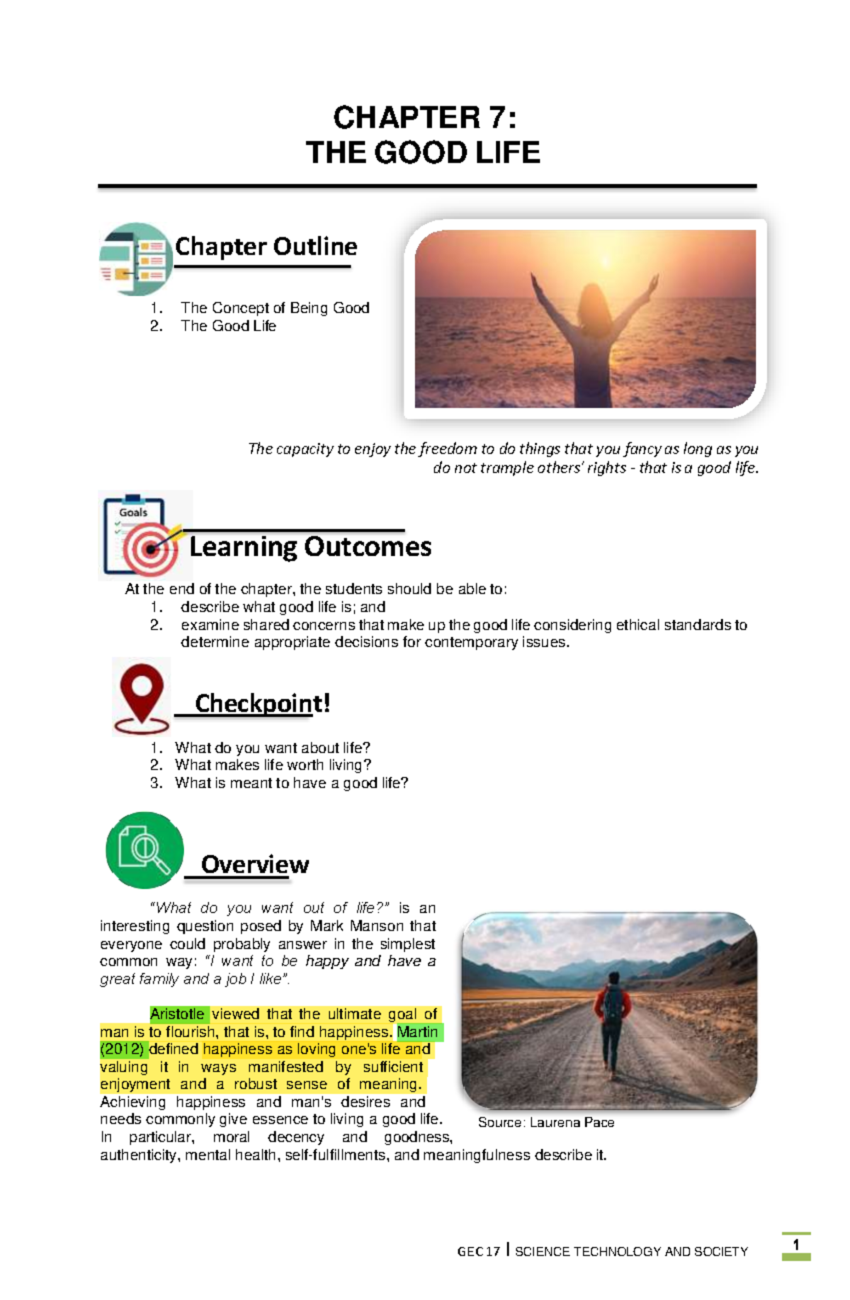 Chapter 7: Exploring the Concept of 'The Good Life' - GEC 17 - Studocu