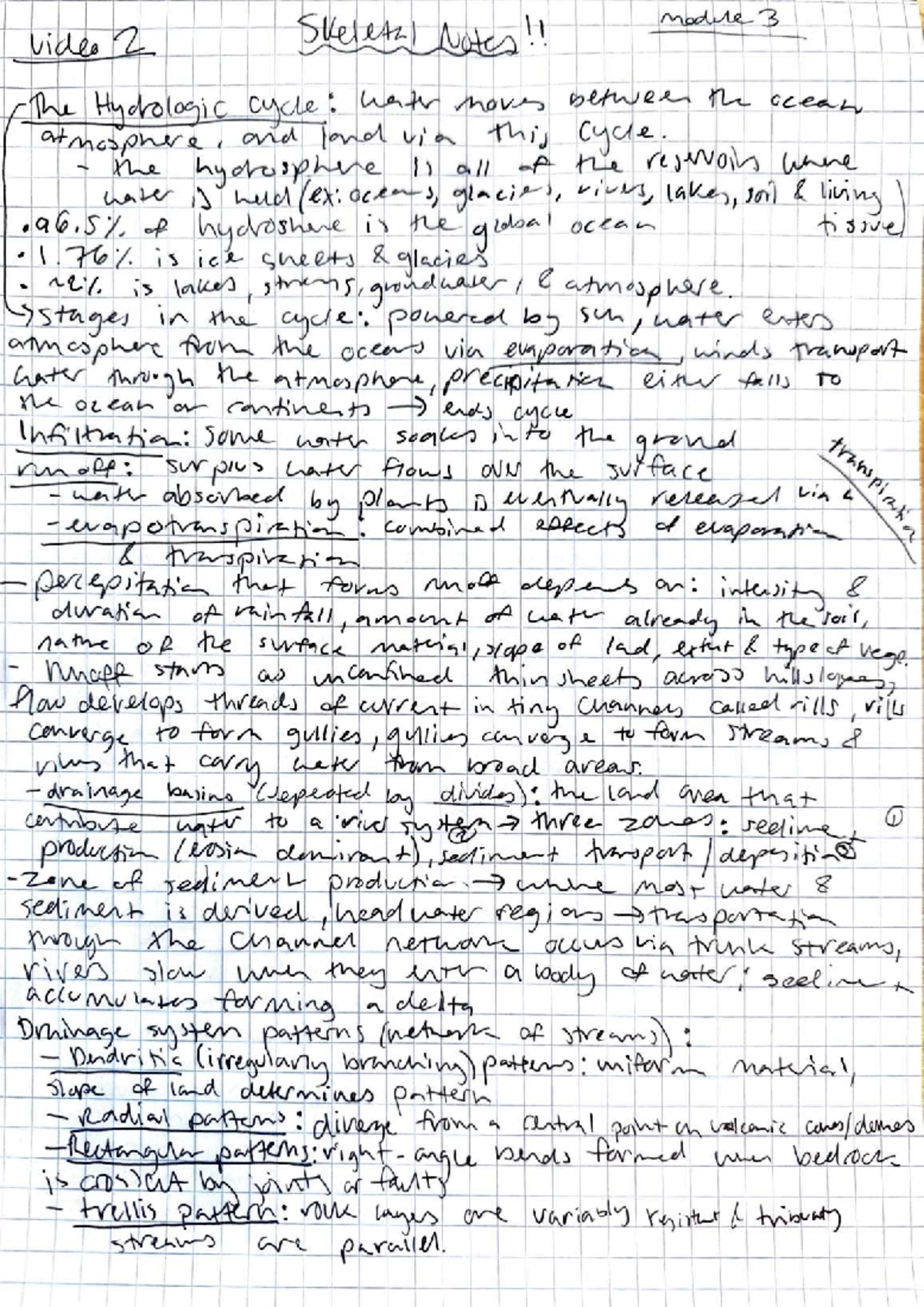 "Module 3: Hydrologic Cycle Notes - Water Movement Overview" - Studocu