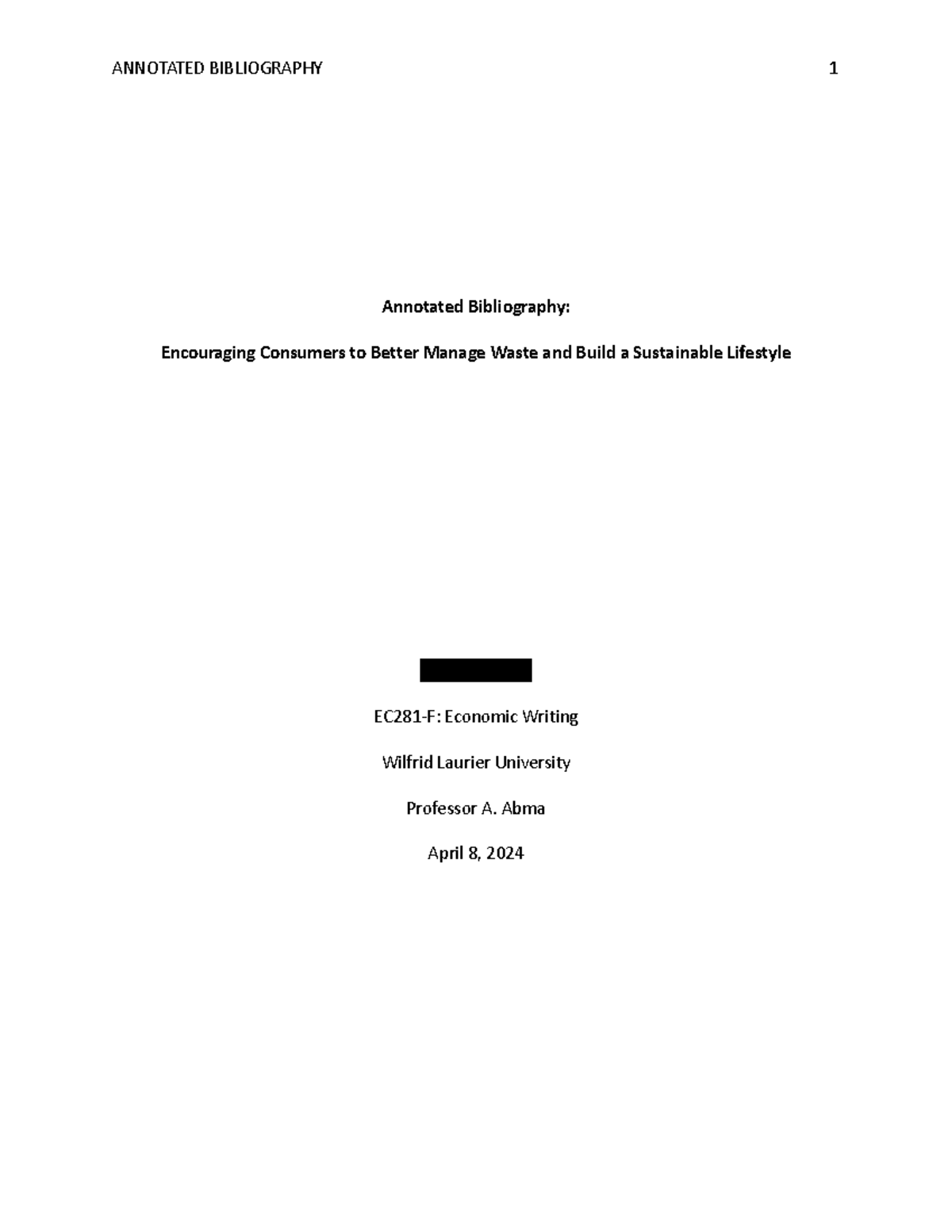Annotated Bibliography EC281-F: Promoting Sustainable Waste Management ...