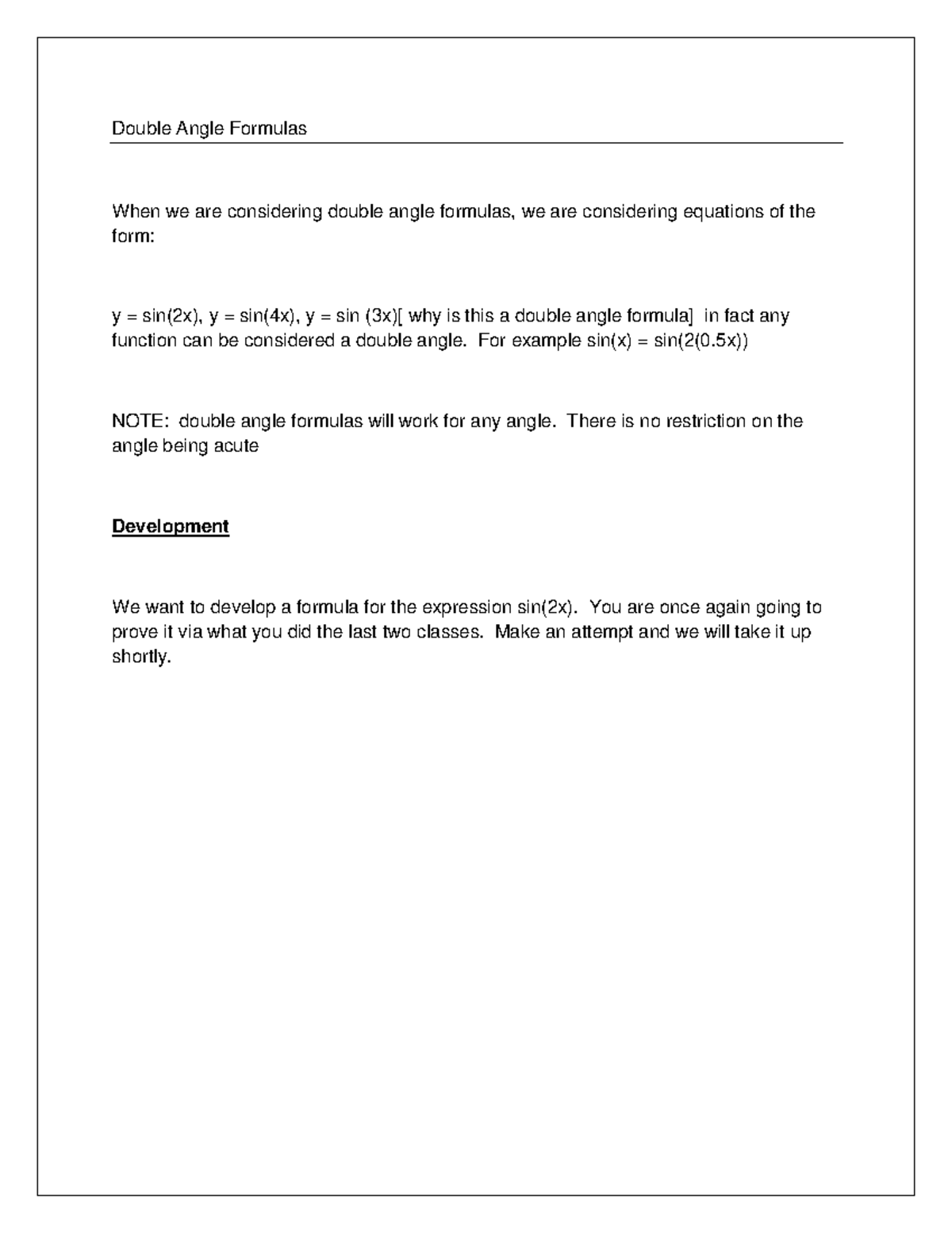 Lesson #4: Understanding Double Angle Formulas in Trigonometry - Studocu