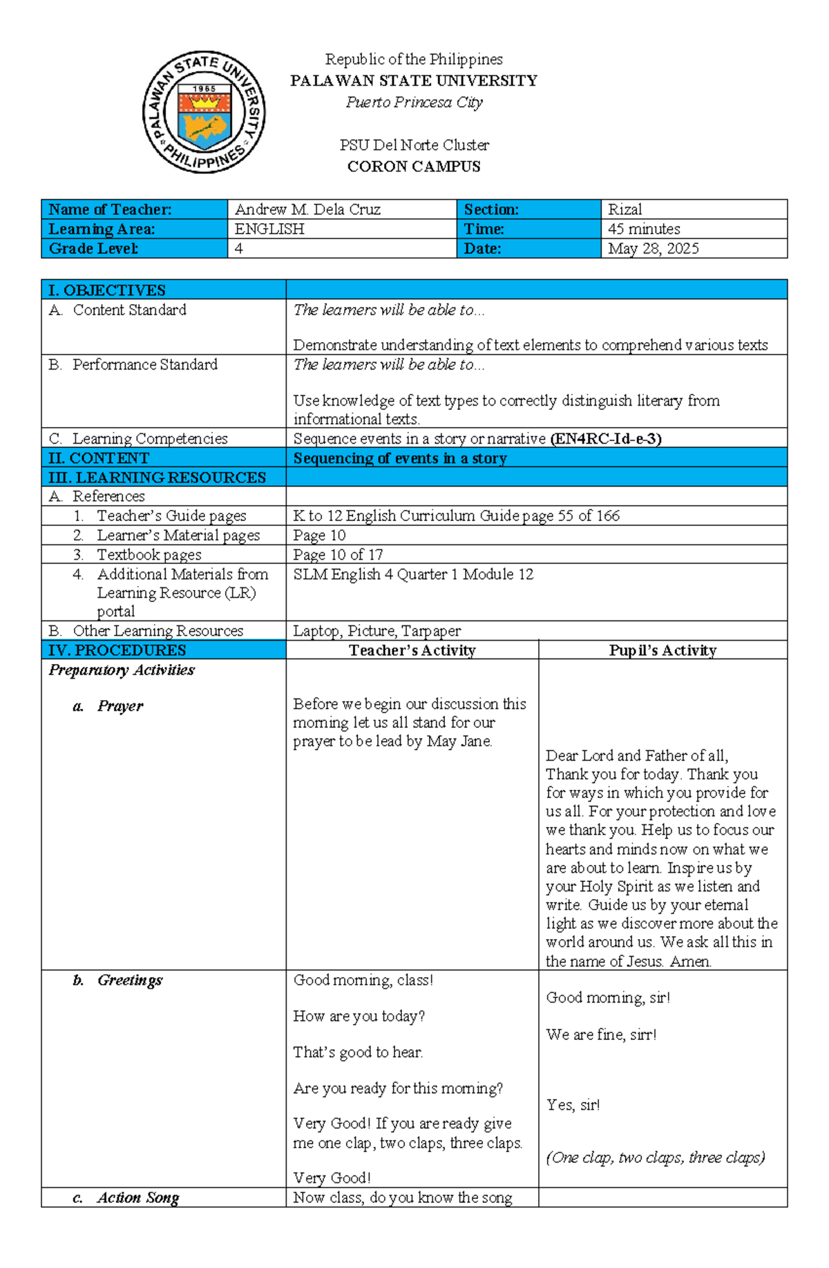 English 4: Sequencing Events in Stories - Lesson Plan and Activities ...