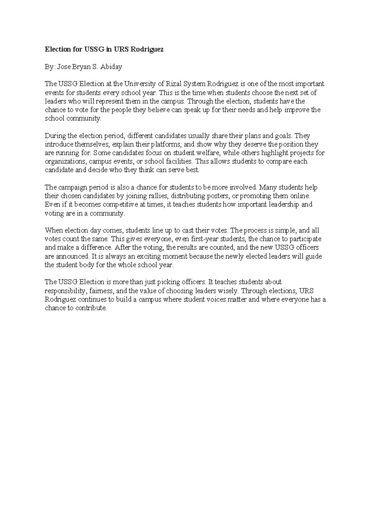 USSG Election Overview at URS Rodriguez: Importance & Process - Studocu