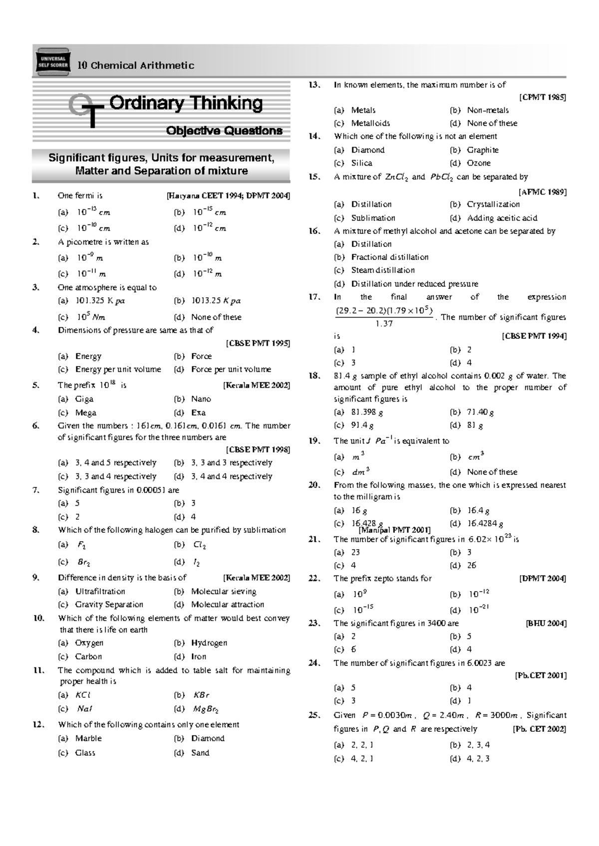 02-Chemical Arithmetic - Question Bank - Studocu