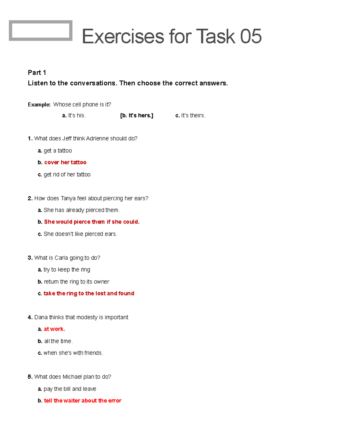 Achievement Test 5 - Task 05: Exercises and Writing Section - Studocu