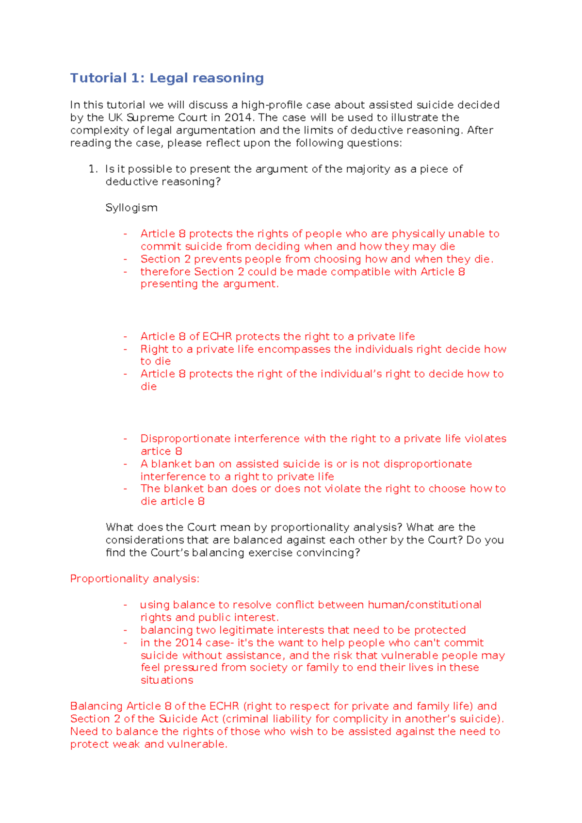 LS2527 - Intro to Legal Theory - Tutorial 1: Assisted Suicide Debate ...