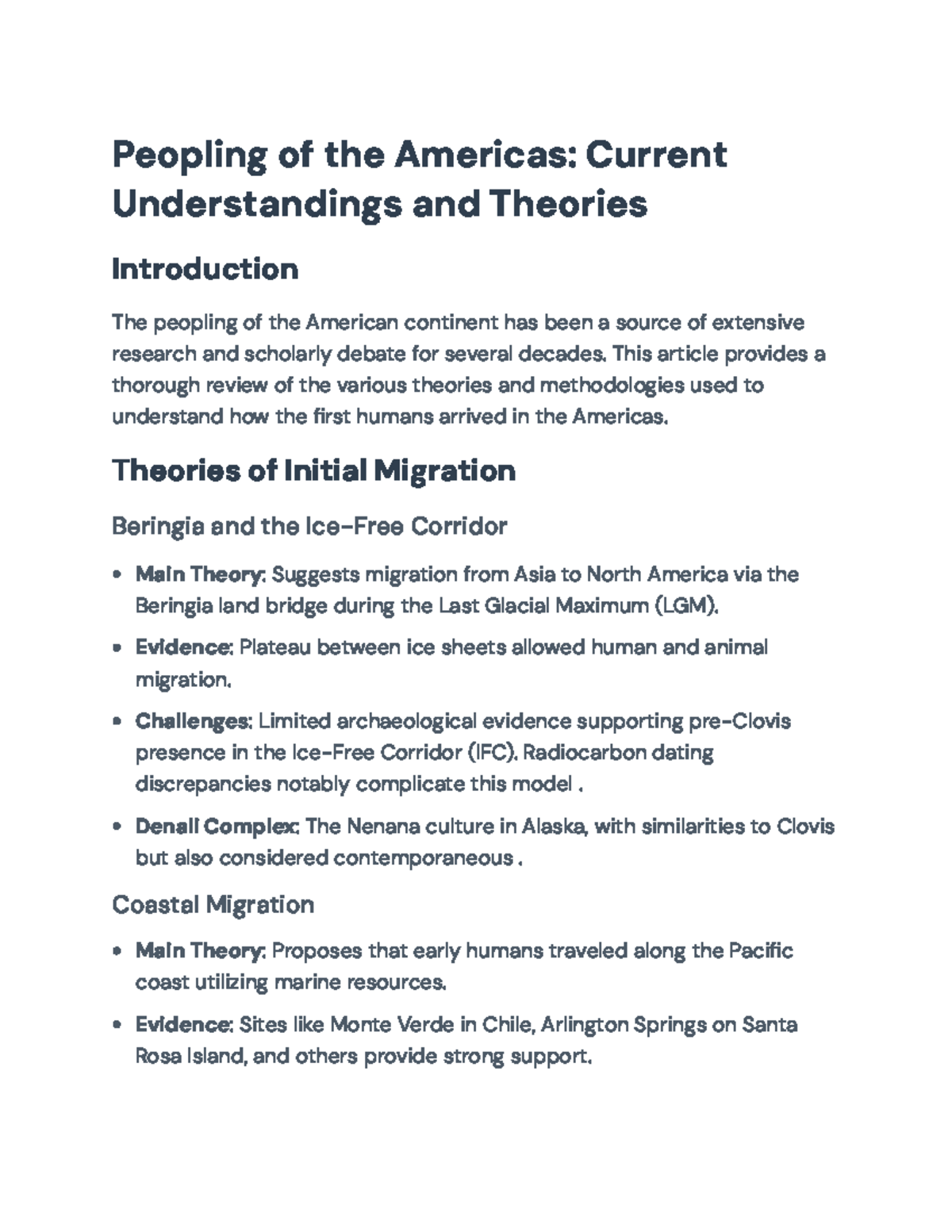Peopling of the Americas: Theories, Evidence, and Controversies ...