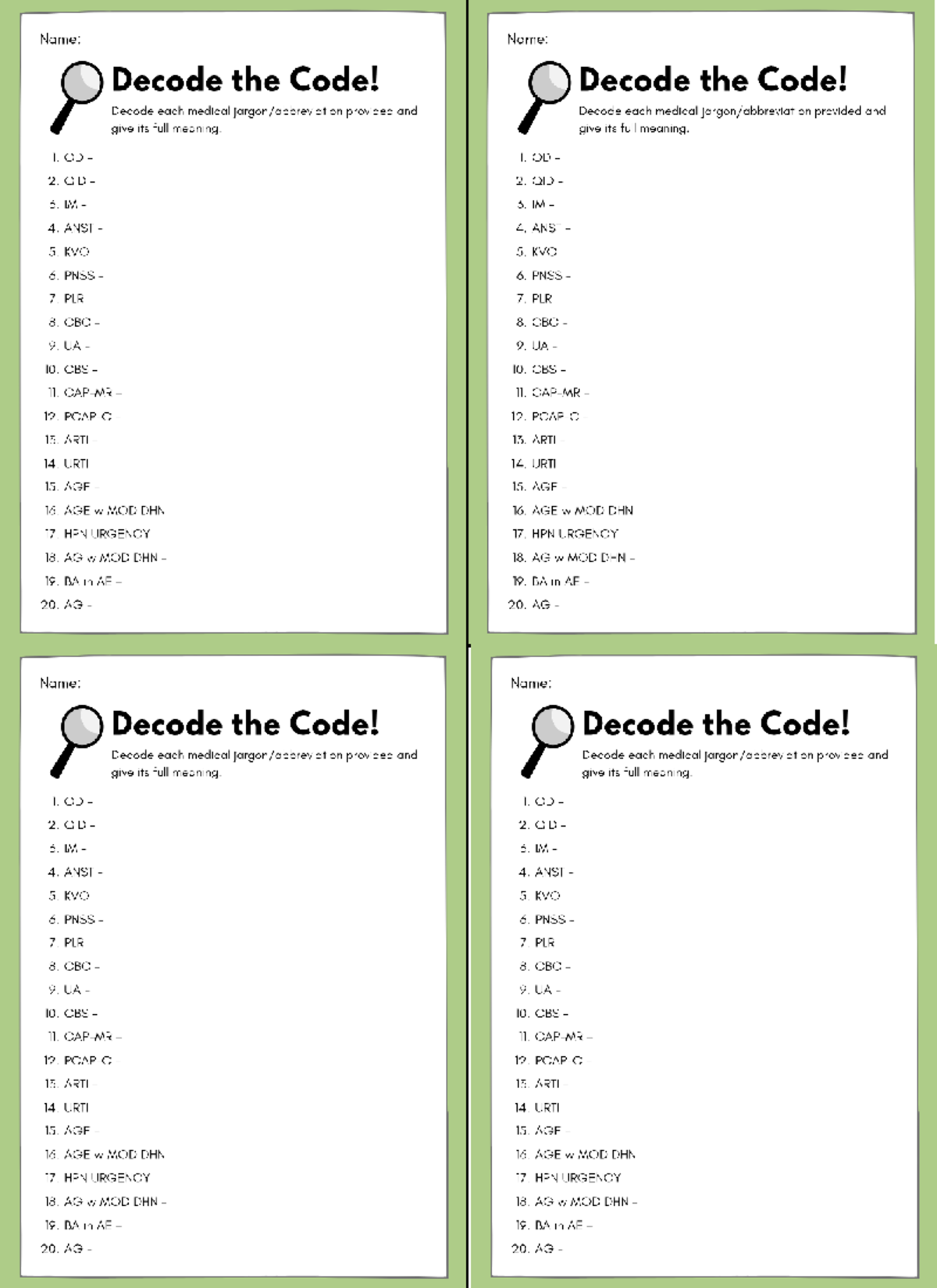 NUR 101: Decode the Code! Medical Abbreviations Explained - Studocu