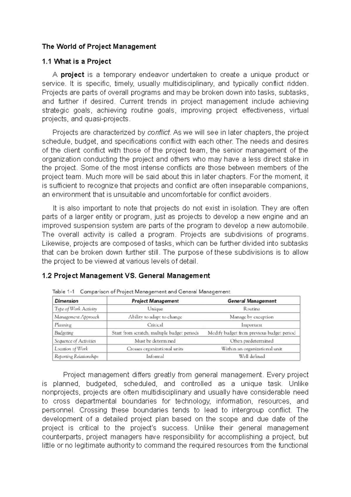 Project management - chapter 1 - The World of Project Management 1 What ...