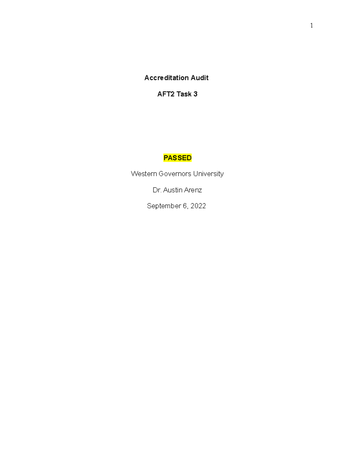 AFT2 Task 3 - Accreditation Audit Evaluation and Improvement Plan - Studocu