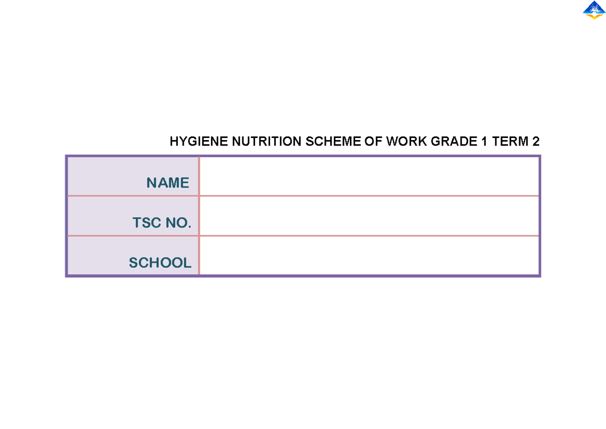 HYG GD 1 TERM 2 - Weekly Hygiene and Nutrition Lesson Plans - Studocu