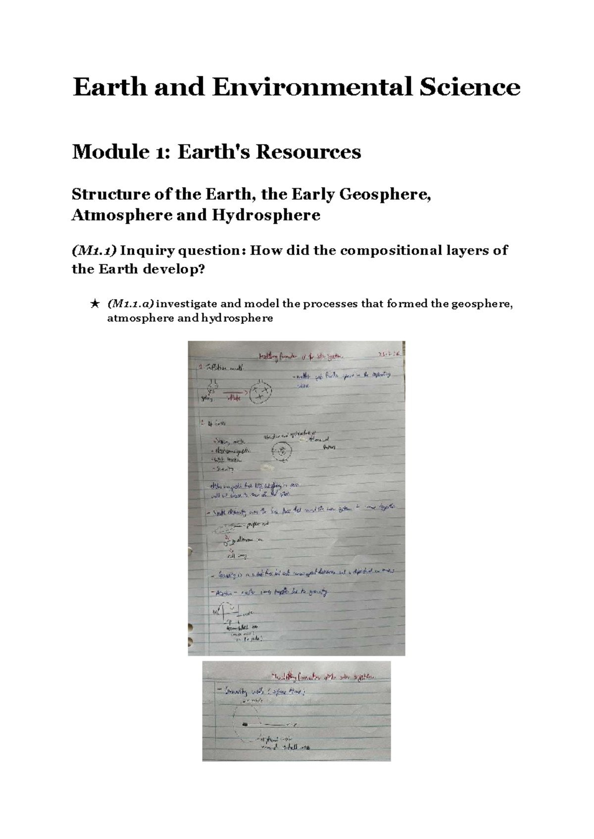 Earth & Environmental Science M1: Structure of Earth & Geosphere ...