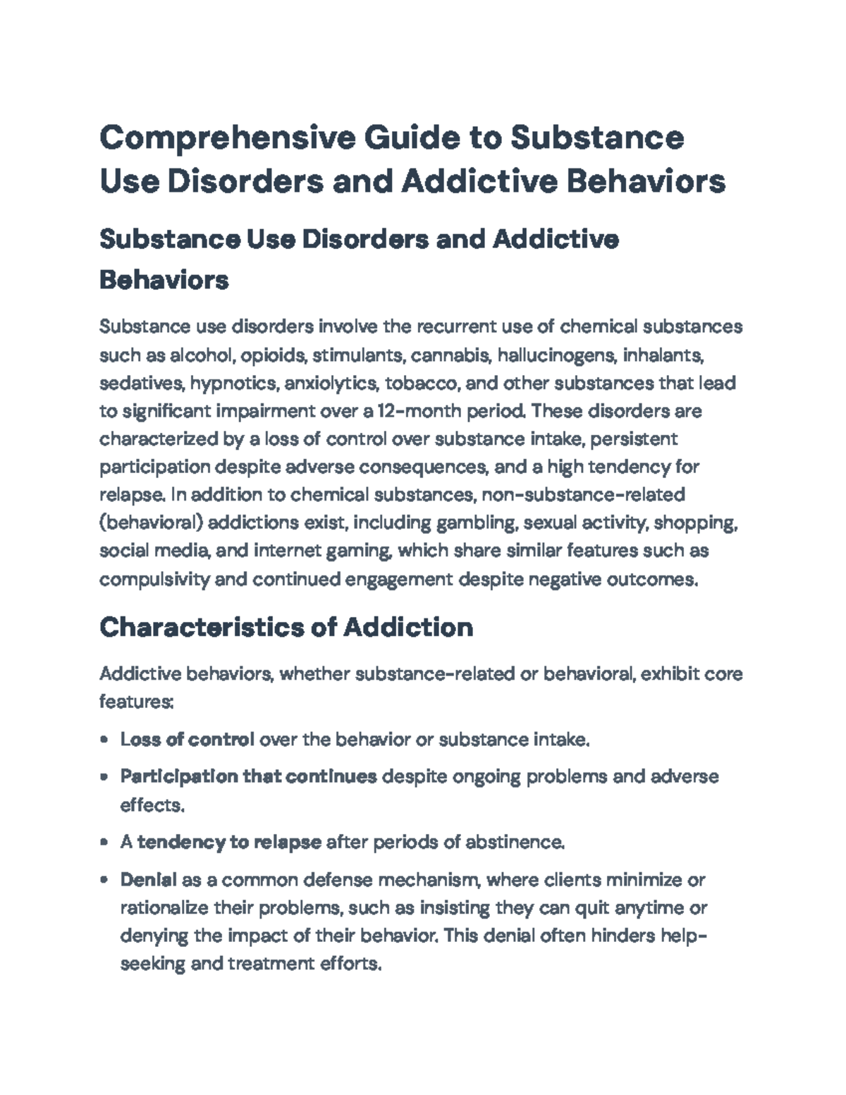 Comprehensive Overview of Substance Use Disorders and Management ...