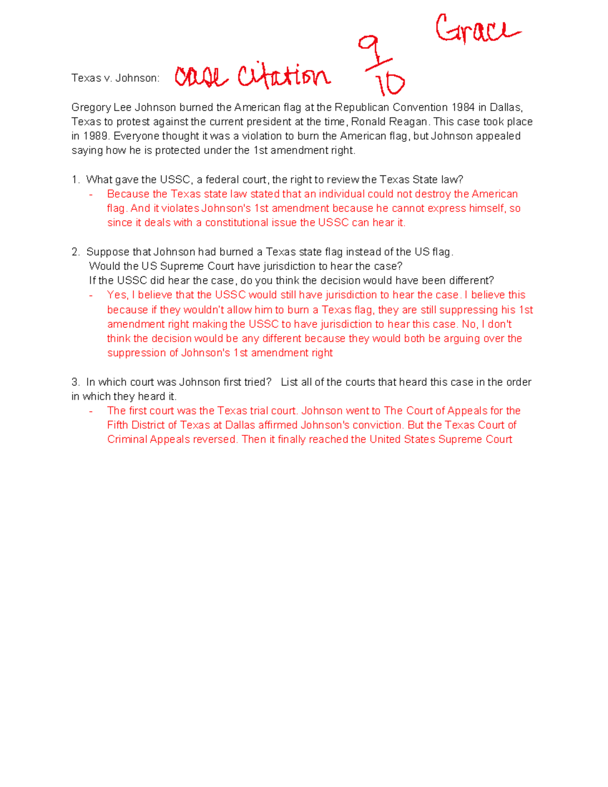Texas v. Johnson - Summaries/facts about this case and the legal ...