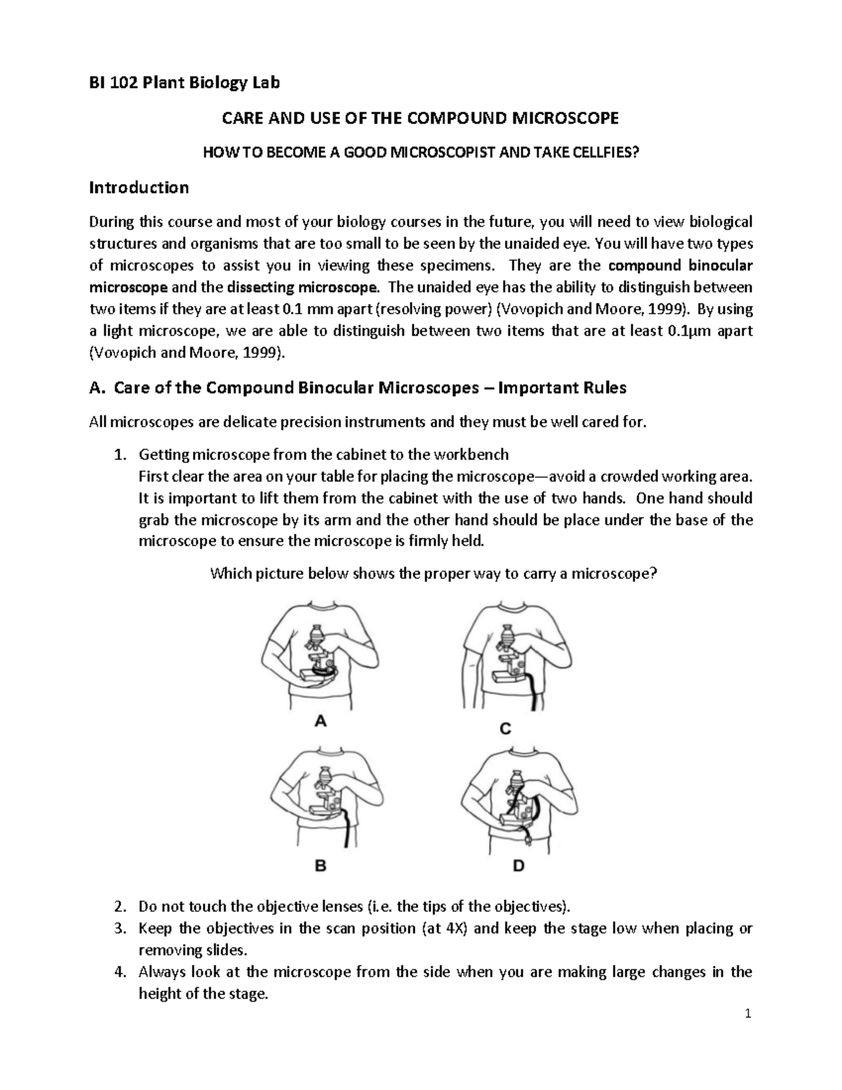BI 102 Plant Biology Lab: Mastering the Compound Microscope - Studocu
