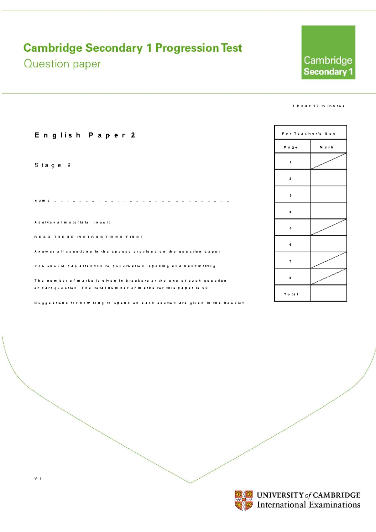 Secondary Progression Test Stage 9: English Paper 2 Review Guide - Studocu