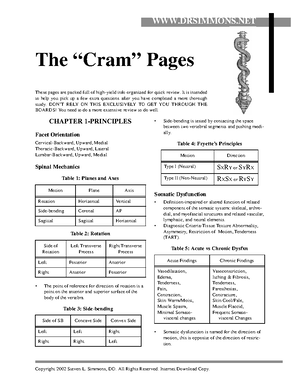 Chapman Points Table OMT OMM - reference for Osteopathic Manipulative ...