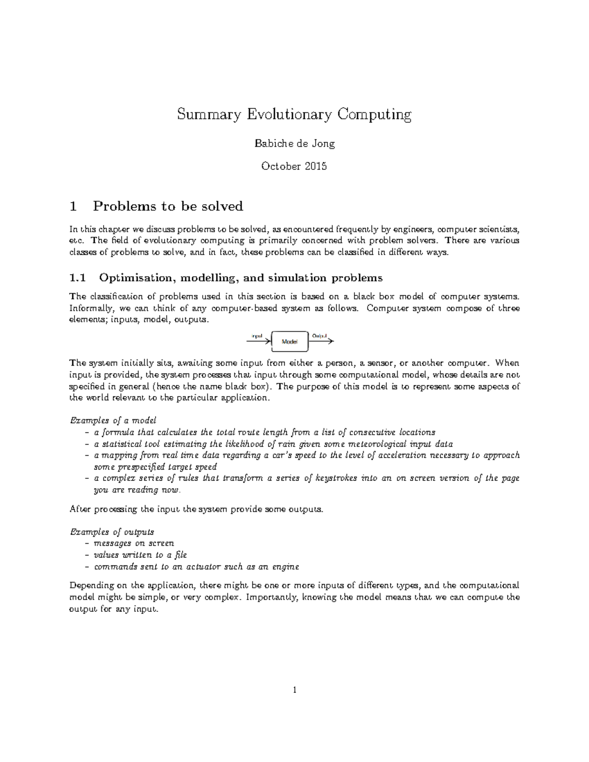Summary of Introduction to Evolutionary Computing Methods and ...