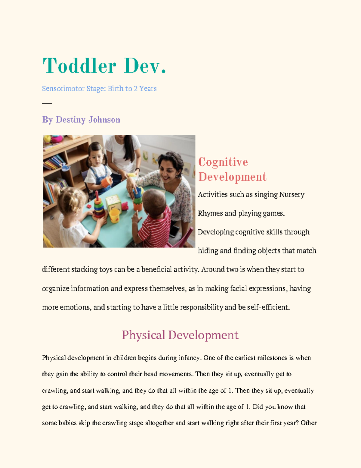Toddler Development Newsletter: Insights on Obj. 3.1 & 3.3 - Studocu