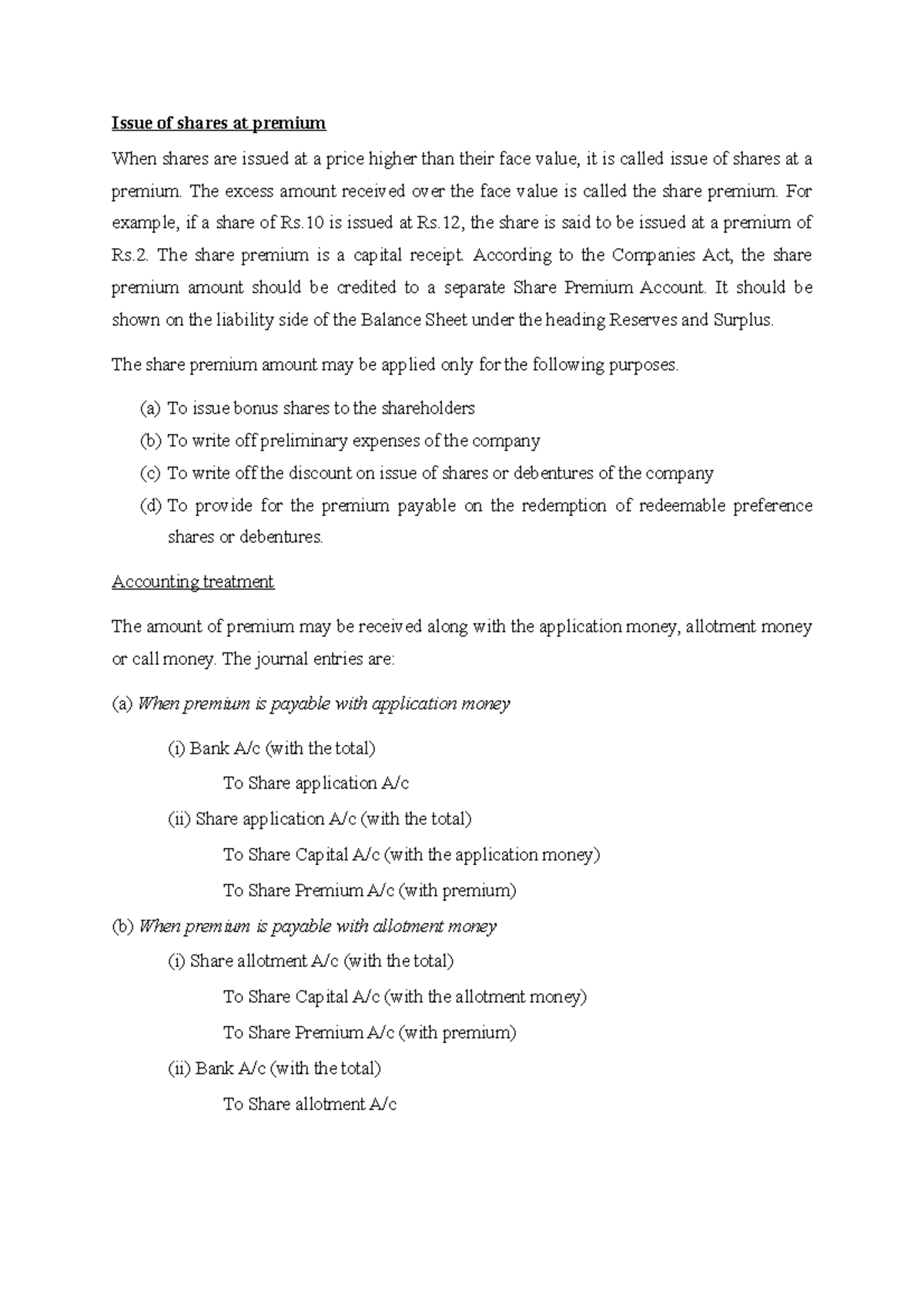 Issue of Shares at Premium: Accounting Treatment & Journal Entries ...
