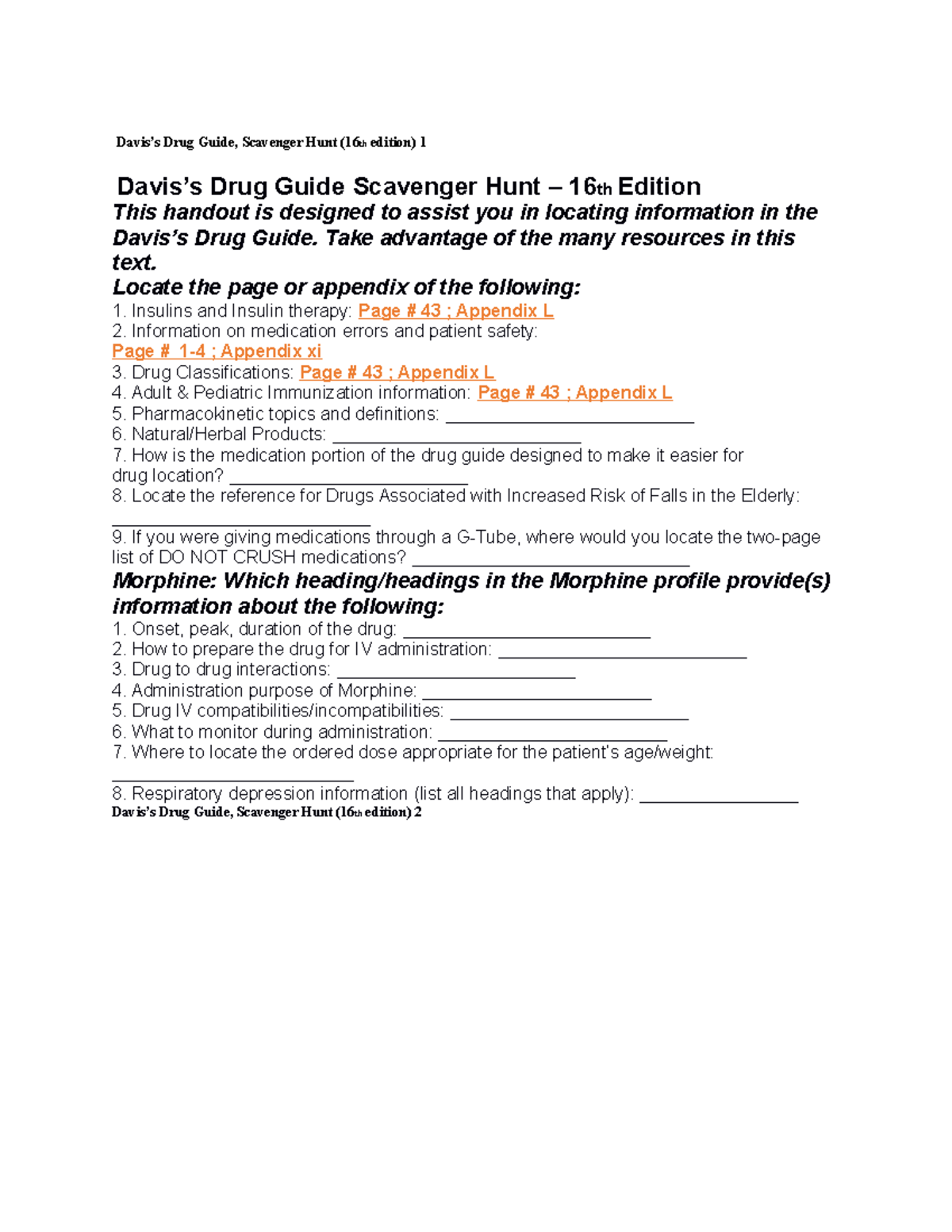 Davis Scavenger Hunt - N/A - Davis’s Drug Guide, Scavenger Hunt (16th ...