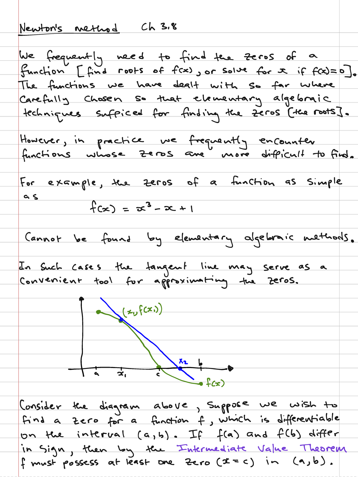 Newton's Method: Finding Zeros of Functions (Ch 3.8) - Studocu