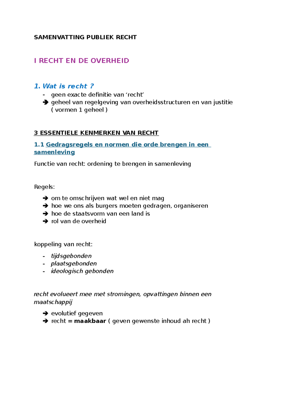 Samenvatting Publiek Recht Semester 1: Belangrijke Concepten en ...