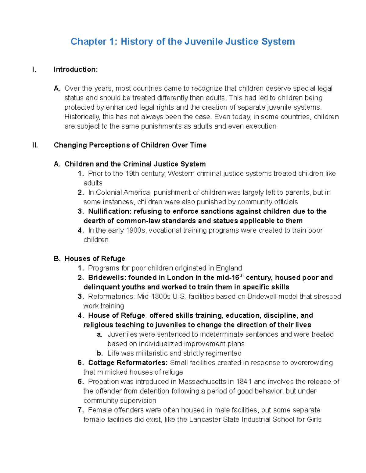 Chapter 1 - History and Evolution of Juvenile Justice System - Studocu