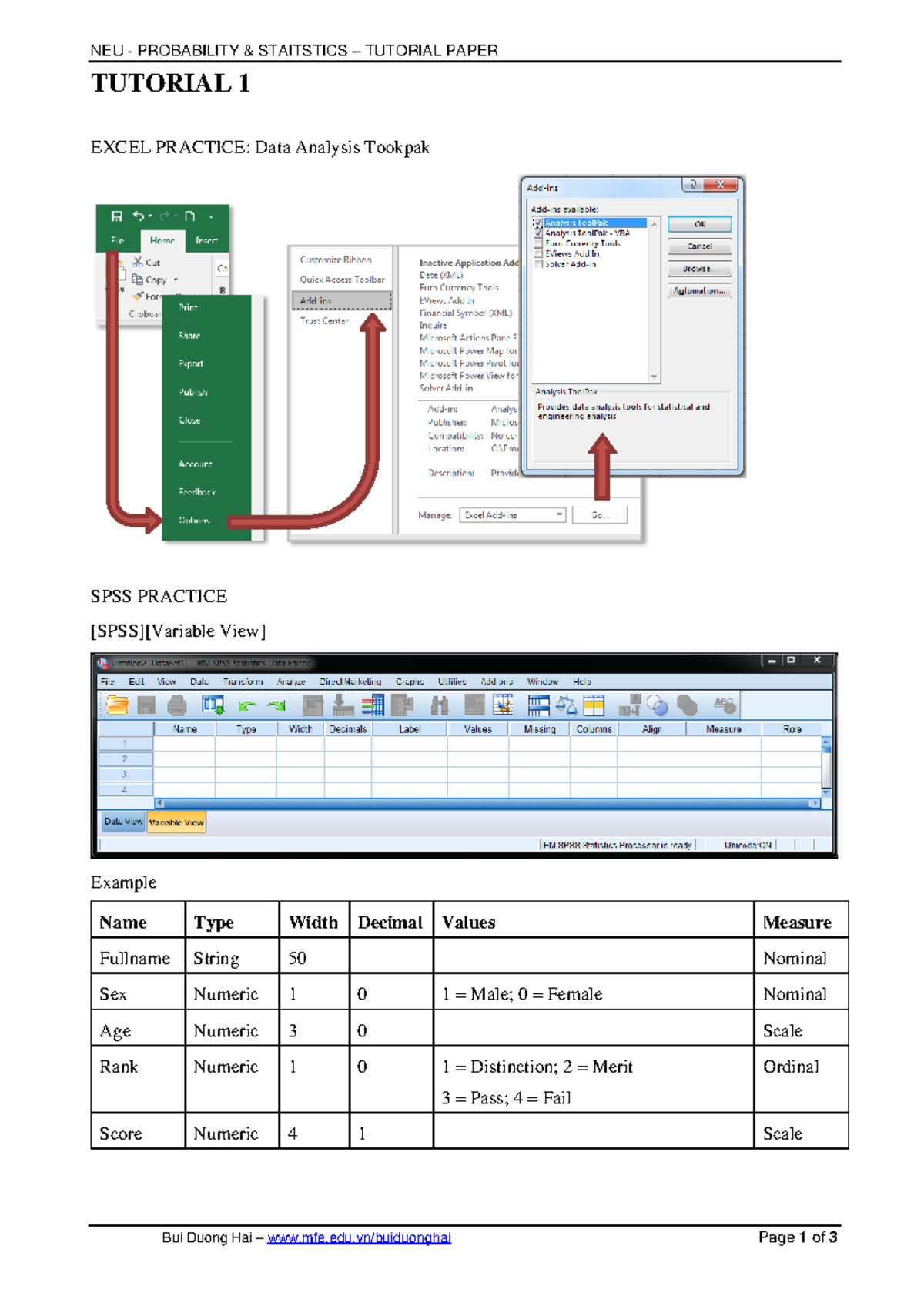Prob Stat Tutor 01 - useful for pracrice - NEU - PROBABILITY ...
