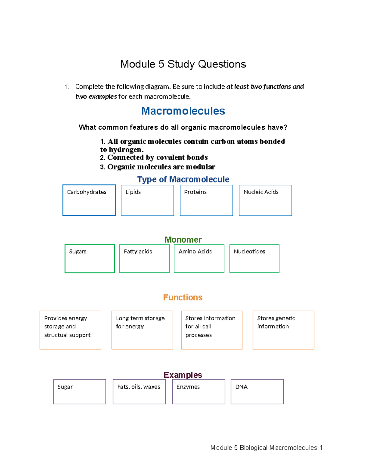 Module 5 study questions - Module 5 Study Questions 1. Complete the ...