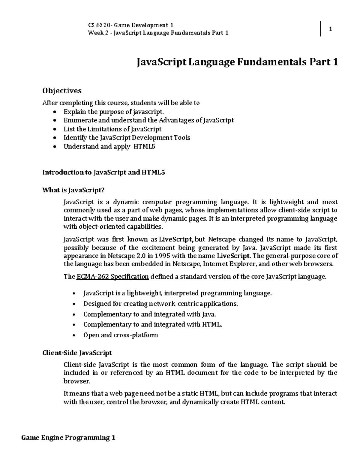 Week 2 Java Script Language Fundamentals Part 1 Bs Electronics And