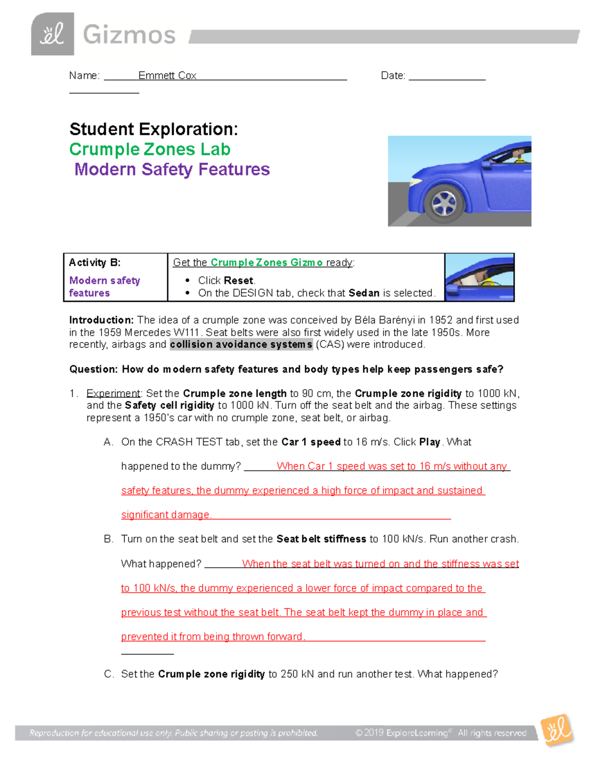 Modern Safety Features: Crumple Zones Lab Exploration - Studocu