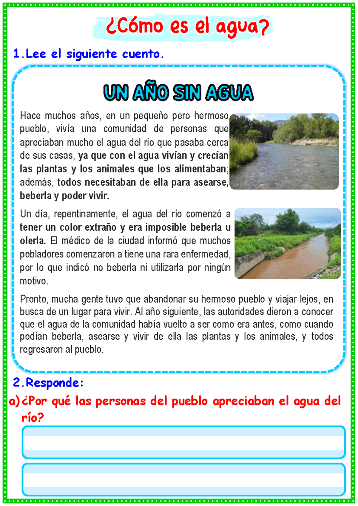 Ficha de Estudio: Importancia y Características del Agua Maestra Janet ...