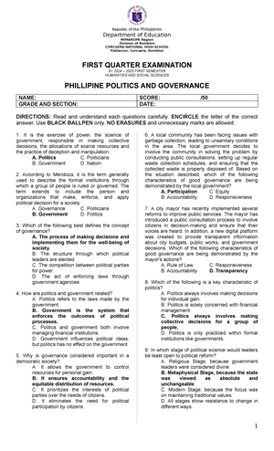 PPG Second Quarter Reviewer - Philippine Politics & Governance Second ...
