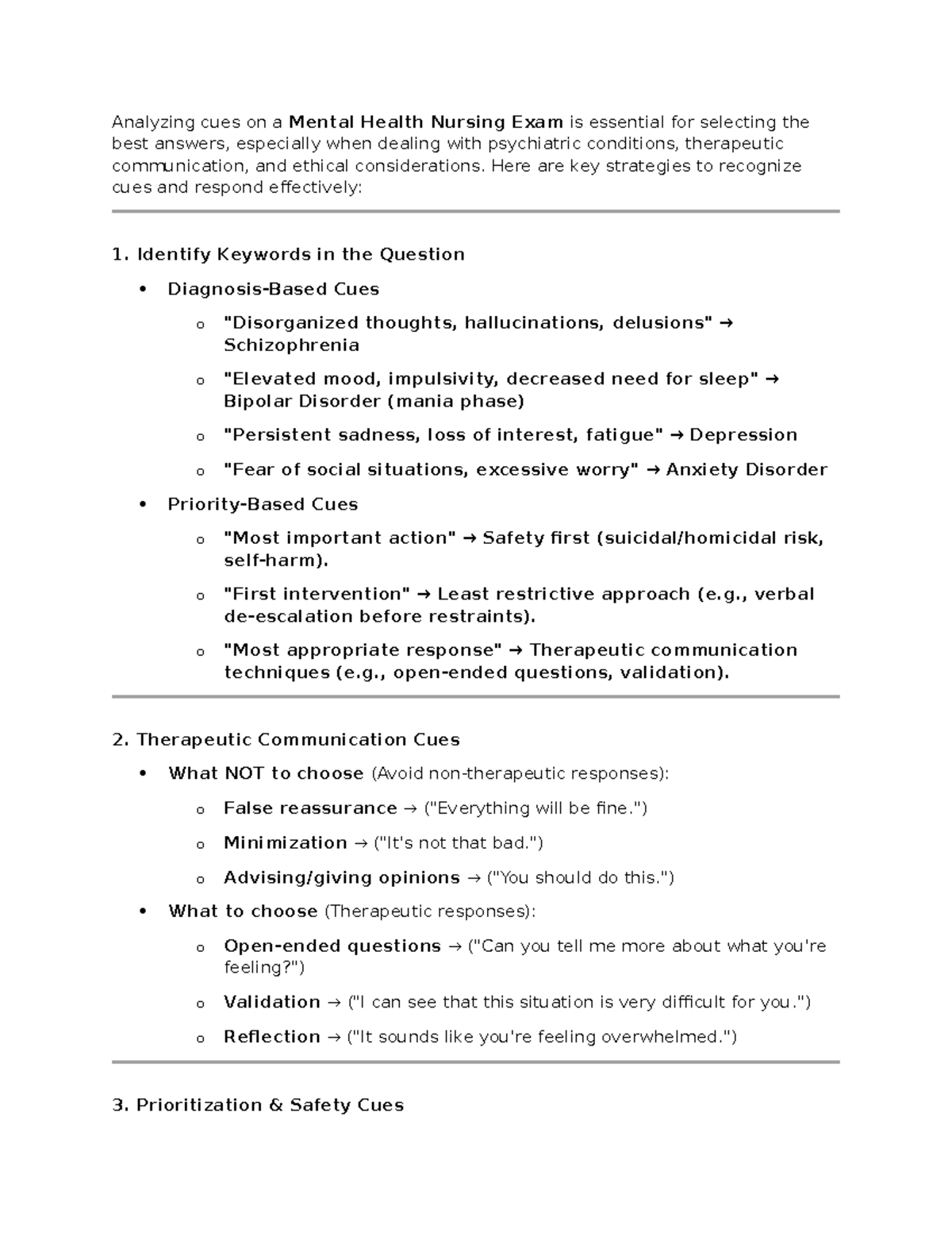Psych Exam 2 Study Guide: Key Strategies for Mental Health Nursing ...