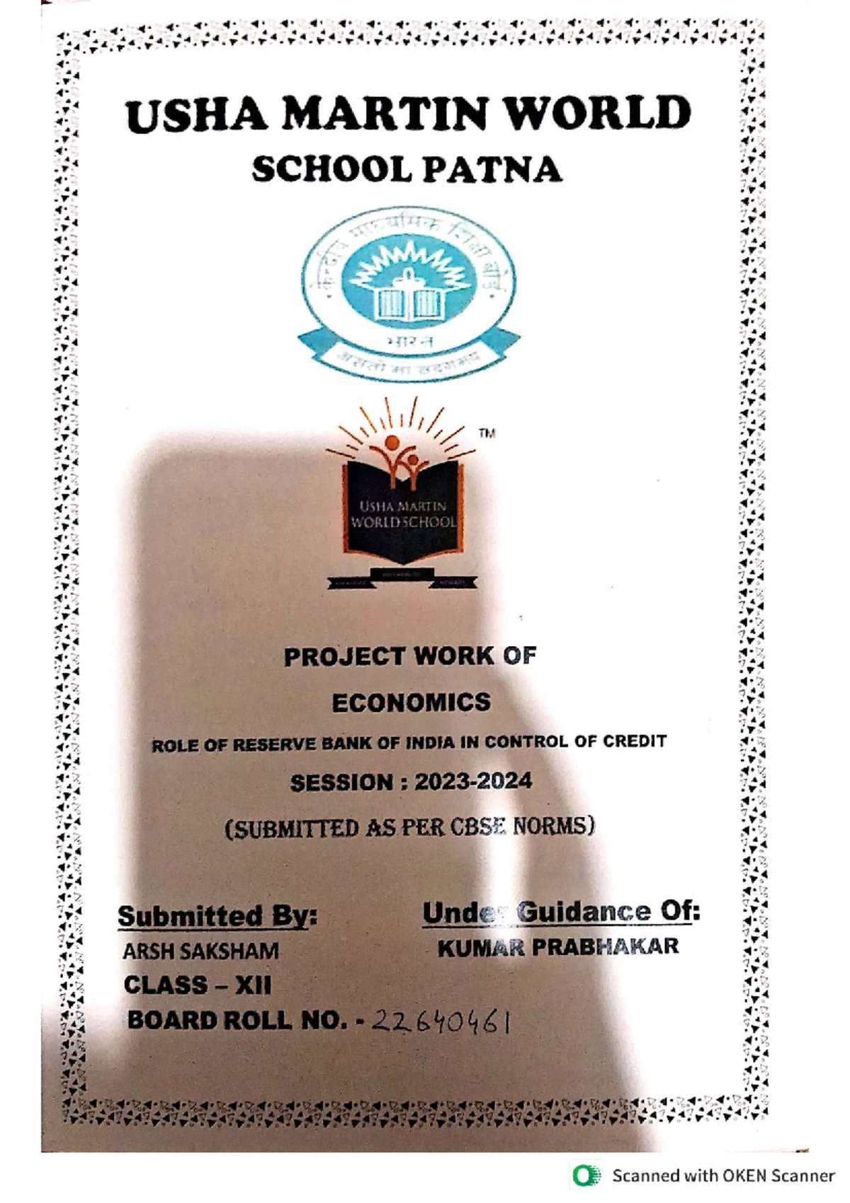 Class XII Project: Role of Reserve Bank of India in Credit Control ...