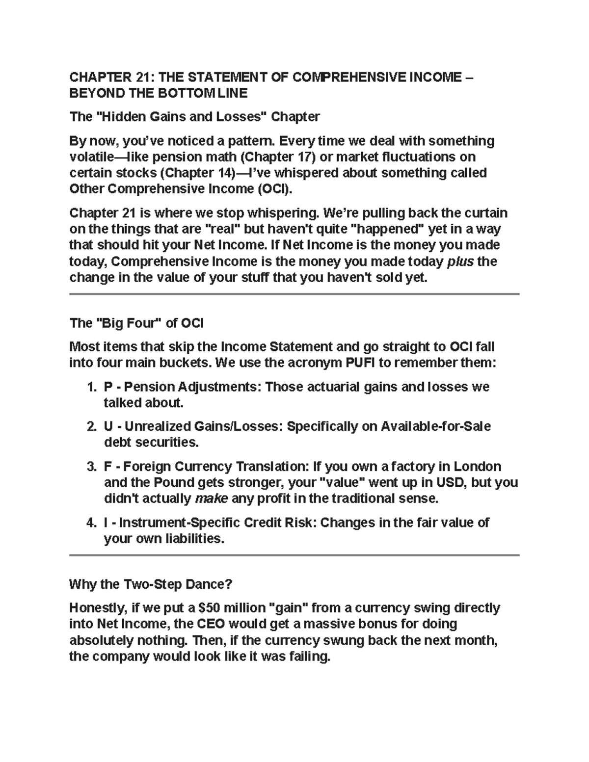 CHAPTER 21: UNDERSTANDING COMPREHENSIVE INCOME AND OCI - Studocu
