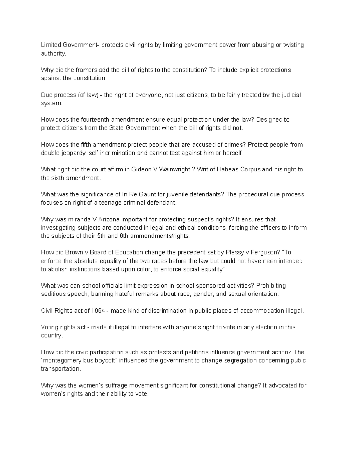 US Government: Key Constitutional Amendments & Civil Rights Issues ...