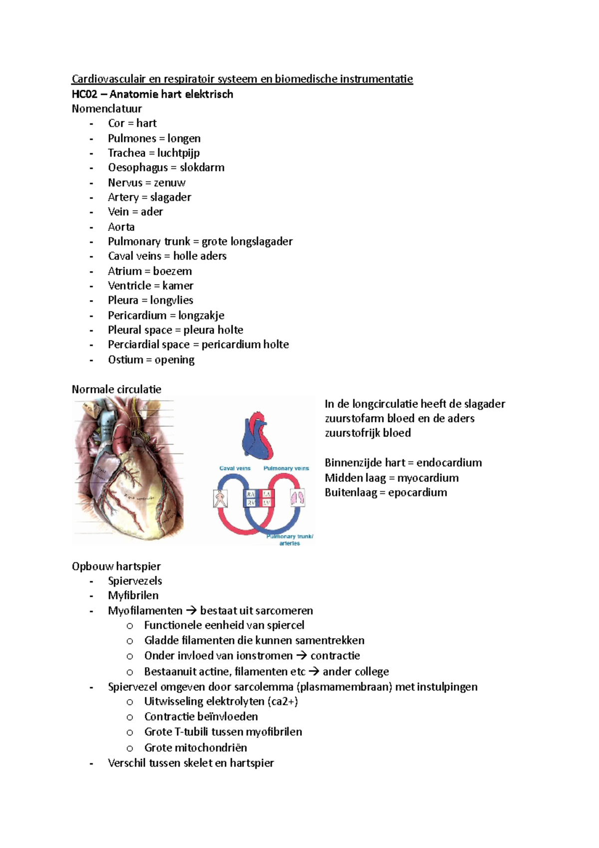 HC02-HC08: Anatomie en Fysiologie van het Hart en Cardiovasculair Systeem - Studeersnel