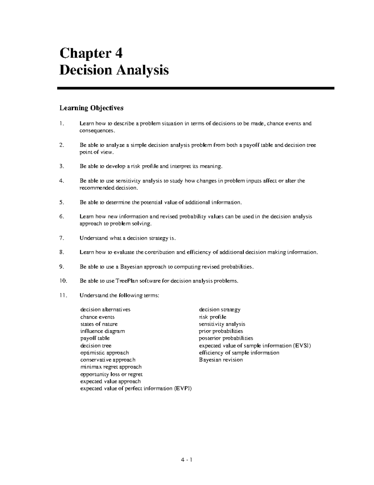 Chapter 4 Solutions: Decision Analysis Overview and Calculations - Studocu