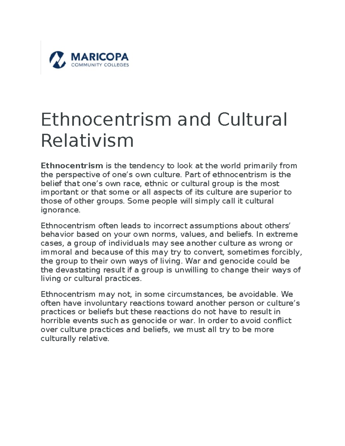 Cultural Perspectives: Ethnocentrism vs. Cultural Relativism Analysis ...