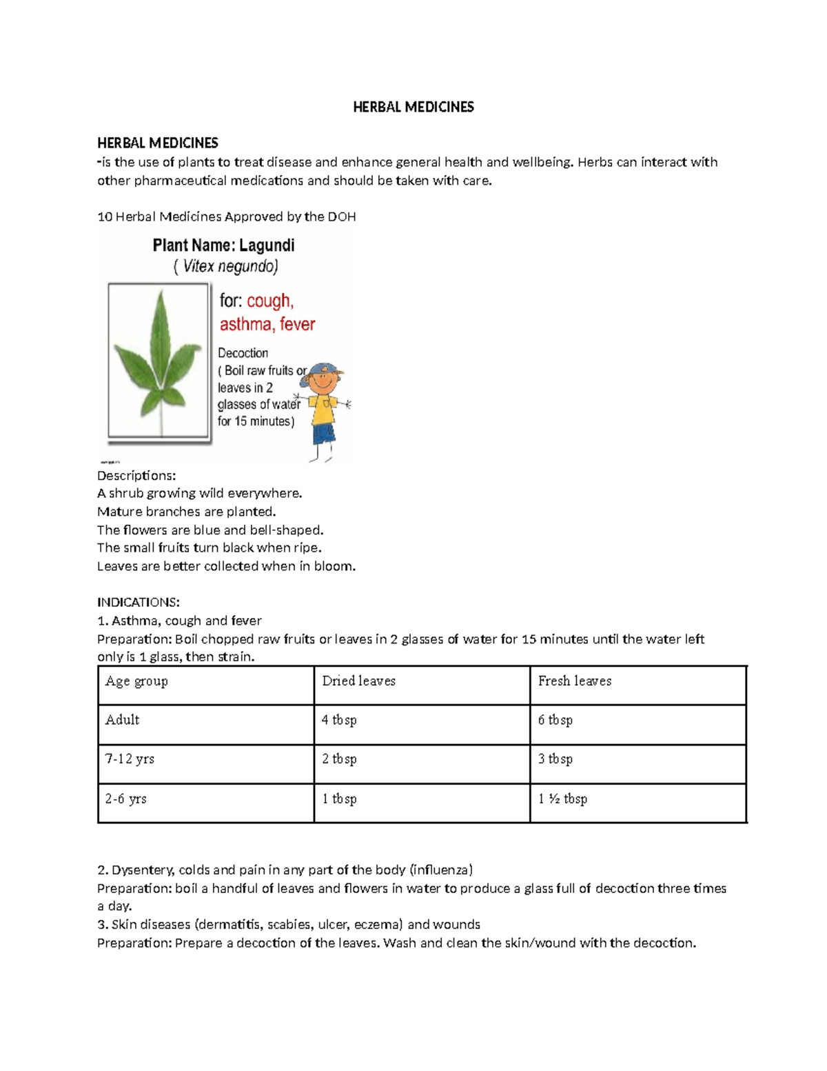 Herbal Medicines and Their Uses: A Guide for Students - Studocu