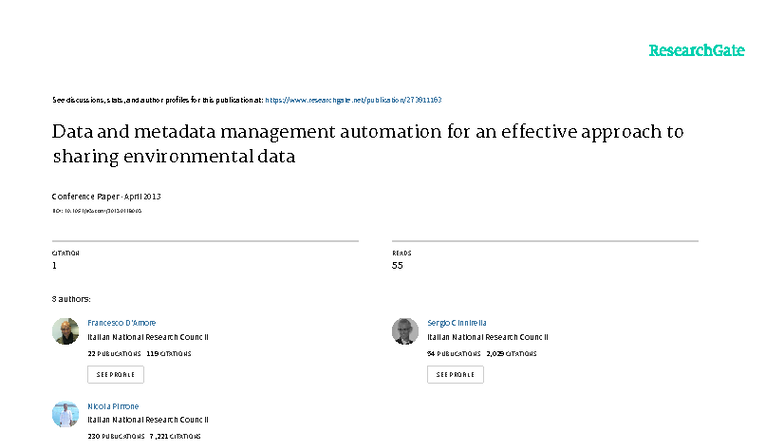 Data & Metadata Management Automation: Enhancing Environmental Data Sharing (E3S - Studocu