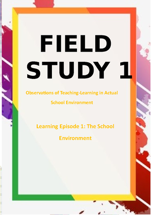 FS2- Episode 4 - Field Study 2 - FS FIELD STUDY 2 PARTICIPATION AND TEACHING ASSISTANTSHIP BSED ...