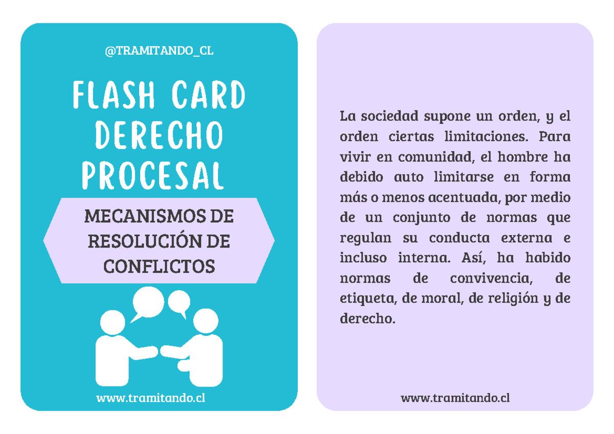 Flash Card DERECHO Procesal: Mecanismos de Resolución de Conflictos ...