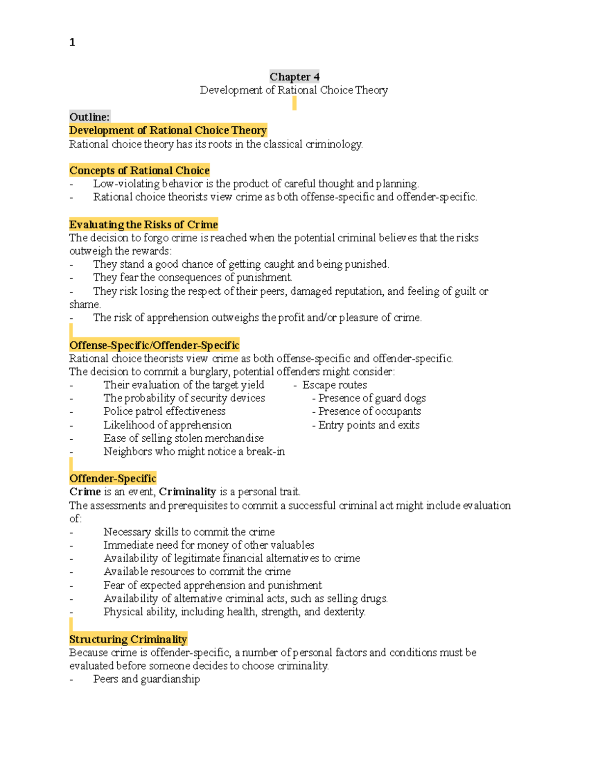 Chapter 4 - Rational Choice Theory in Criminology Overview - Studocu