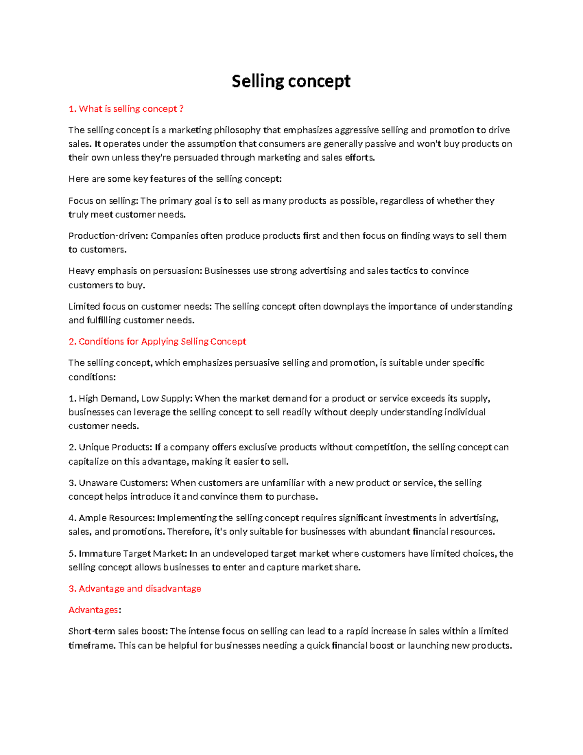 Selling-concept - Selling concept What is selling concept? The selling ...